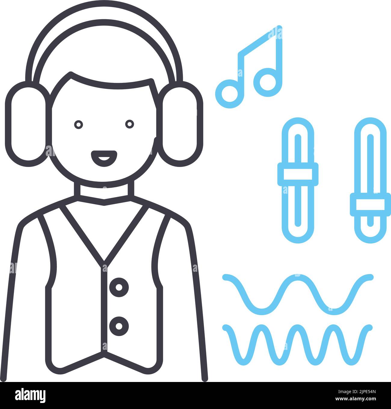 sound producer line icon, outline symbol, vector illustration, concept ...