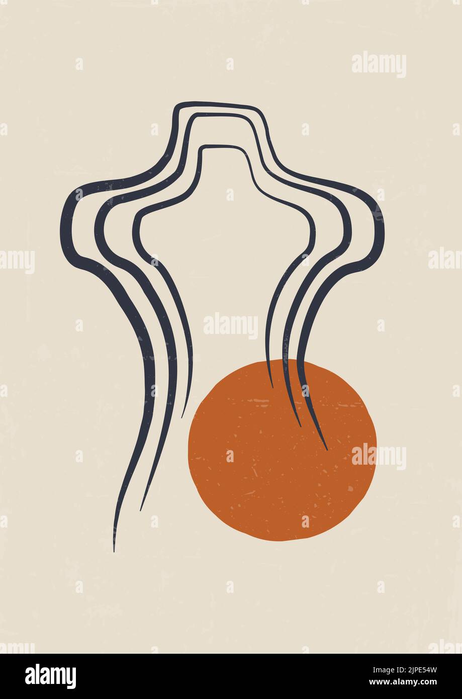 Minimalistic linear woman body art poster illustration Stock Vector ...