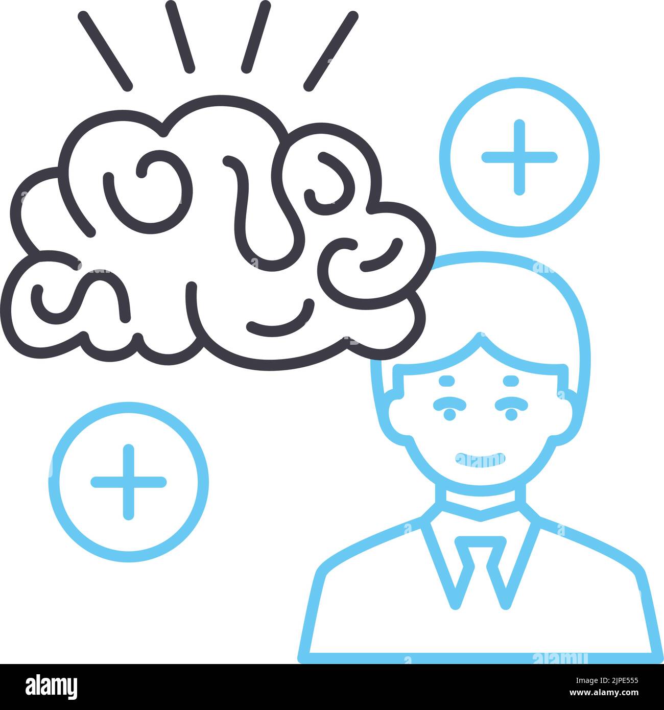 posotive thinking line icon, outline symbol, vector illustration ...