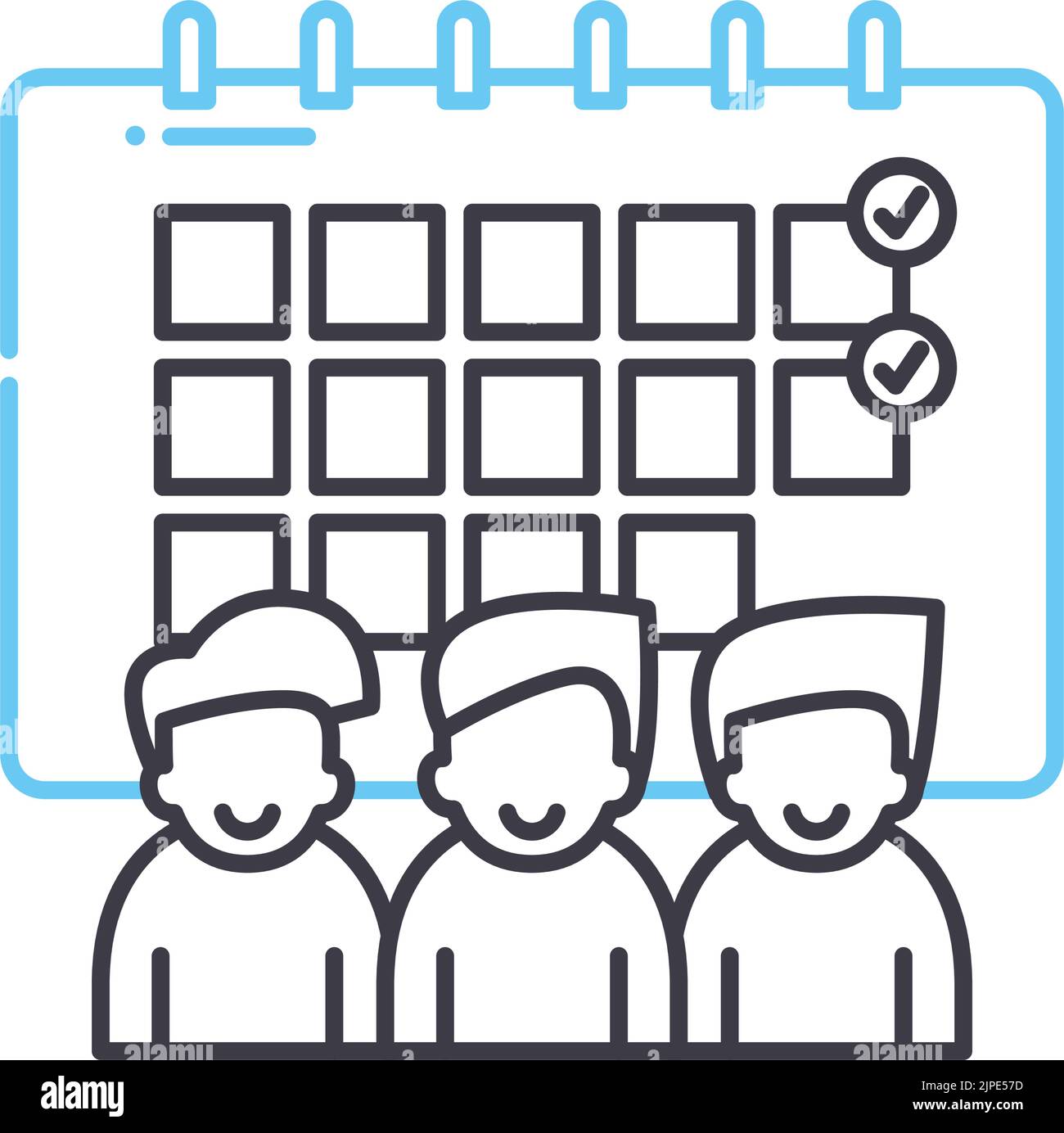 team weekend line icon, outline symbol, vector illustration, concept ...