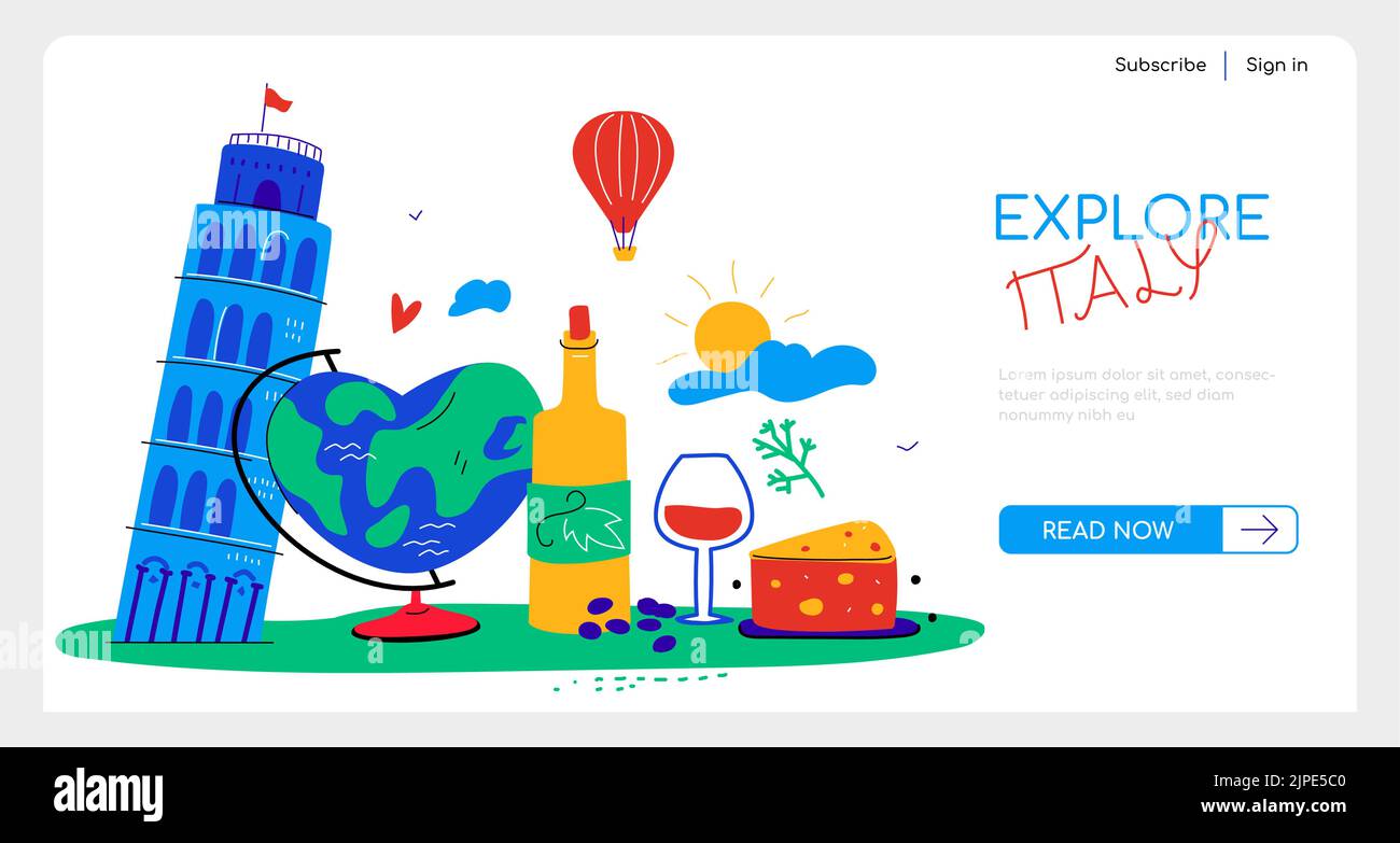 Explore Italy and Rome - flat design style banner Stock Vector Image ...