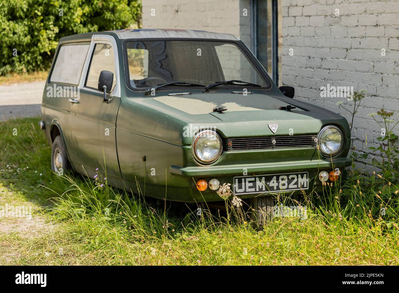 Llangollen Wales united kingdom July 16 2022 Reliant Robin fibreglass ...