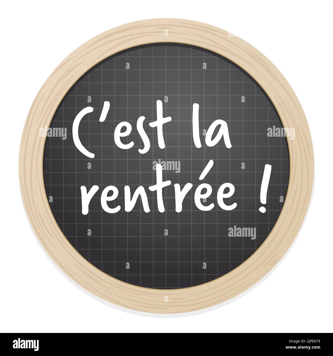 french back to school in a round slate illustration Stock Photo - Alamy