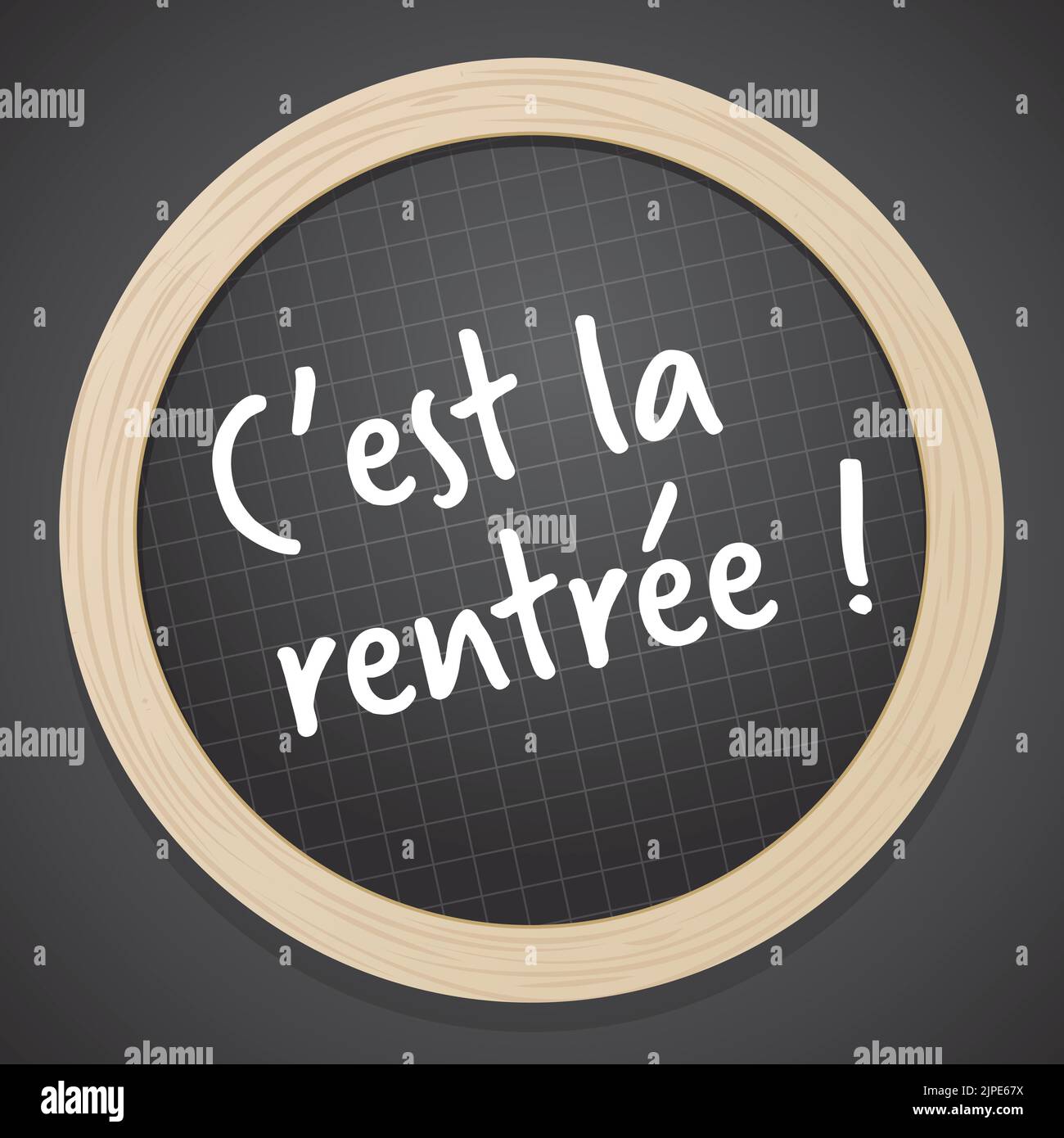 french back to school in a round slate illustration Stock Photo - Alamy