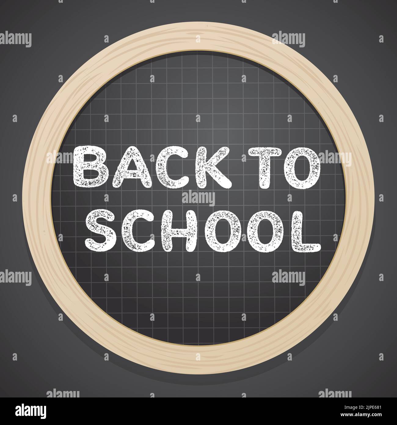 back to school in a round slate illustration Stock Photo - Alamy