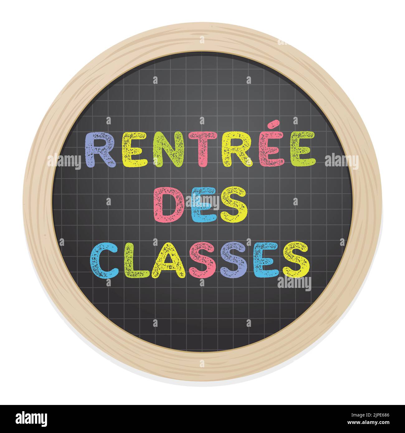 french back to school in a round slate illustration Stock Photo - Alamy