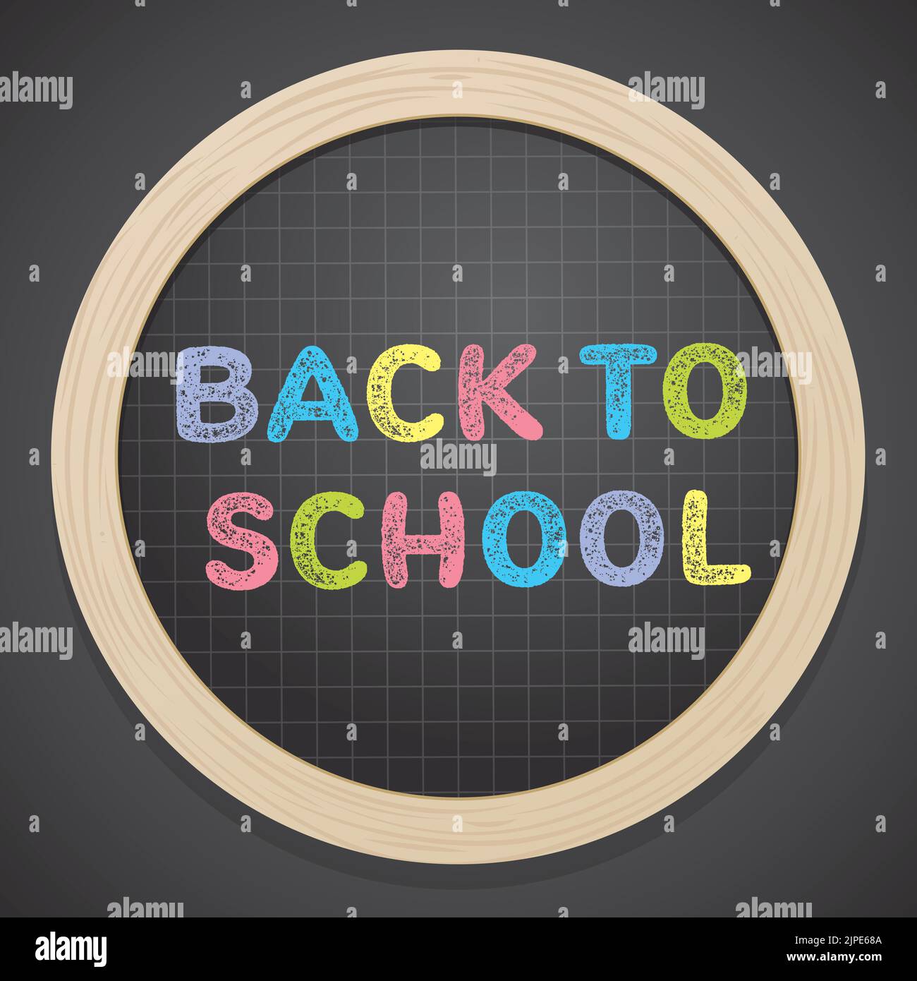 back to school in a round slate illustration Stock Photo - Alamy