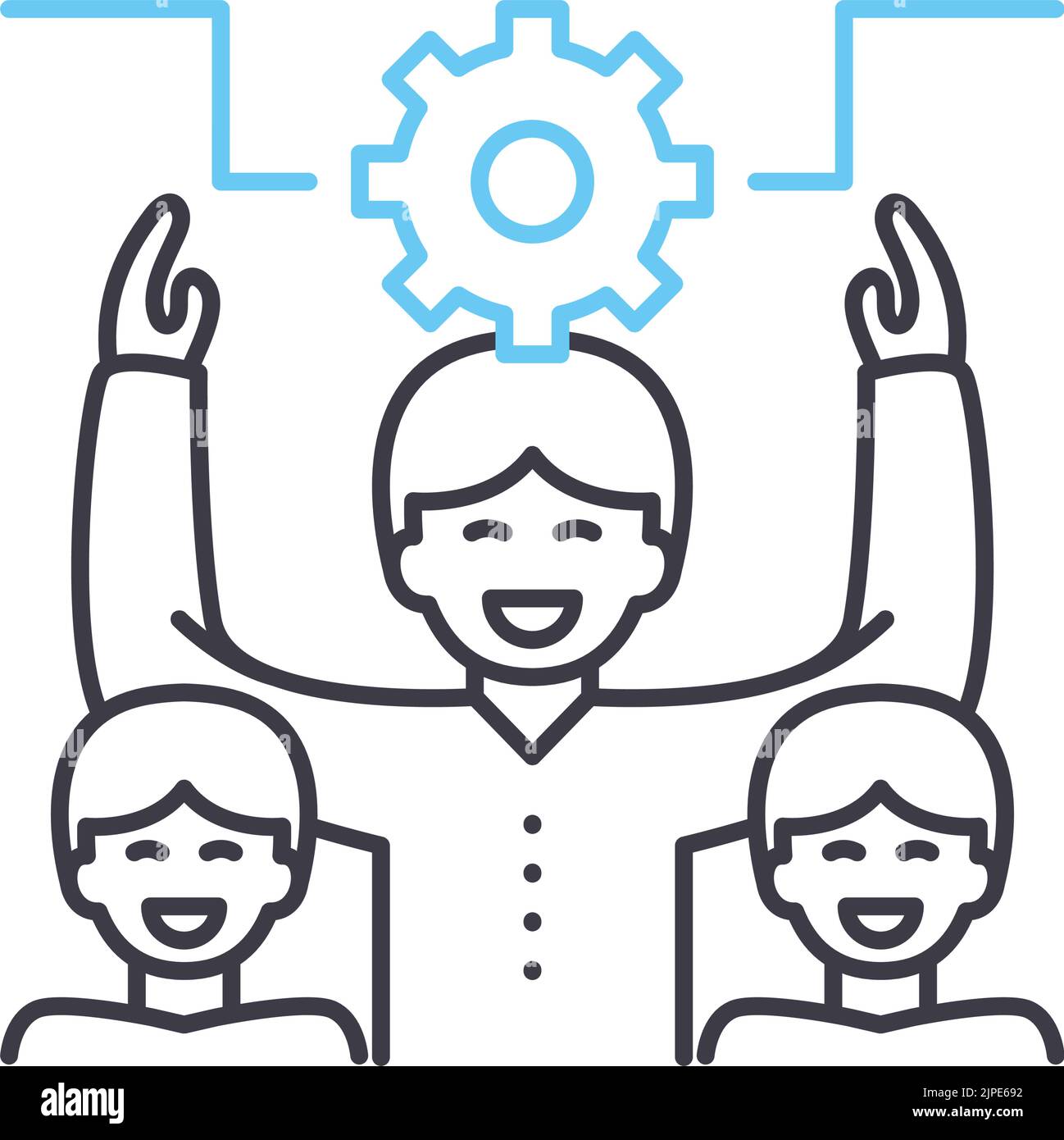 motivated team line icon, outline symbol, vector illustration, concept ...