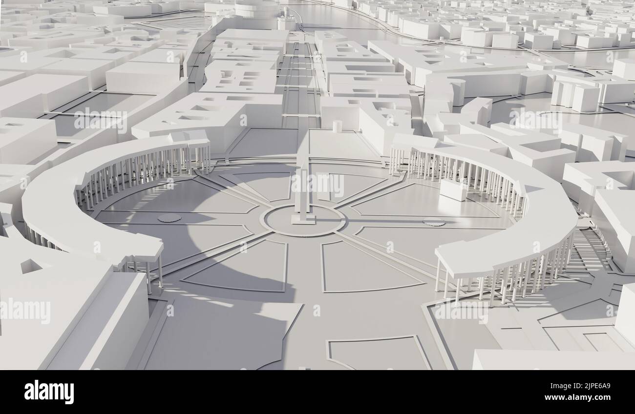 Rome, Italy city map aerial view. minimal design. 3D Rendering Stock ...