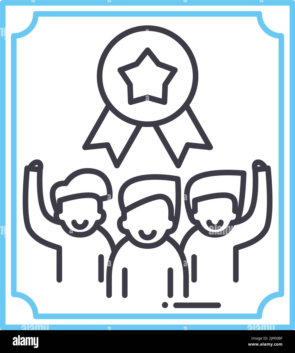 teamwork awards line icon, outline symbol, vector illustration, concept ...