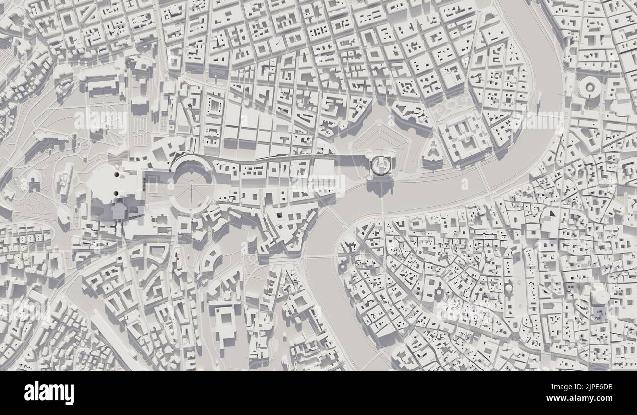 Rome, Italy city map aerial view. minimal design. 3D Rendering Stock ...