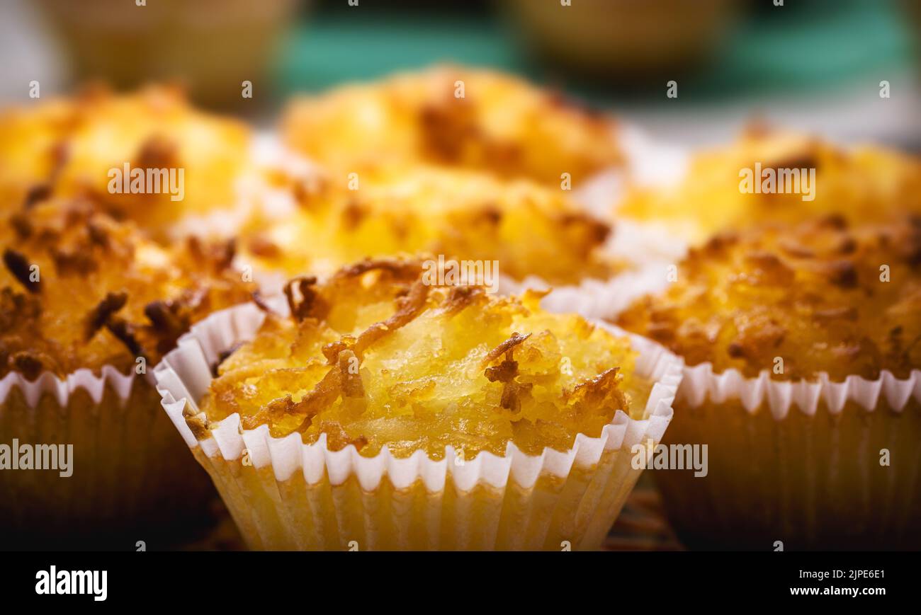 Queijadinha or queijada, sweet baked dessert from a traditional bakery ...