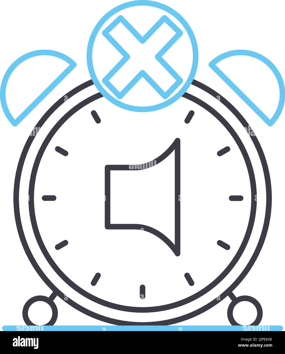Turn Off Alarm Clock Line Icon Outline Symbol Vector Illustration