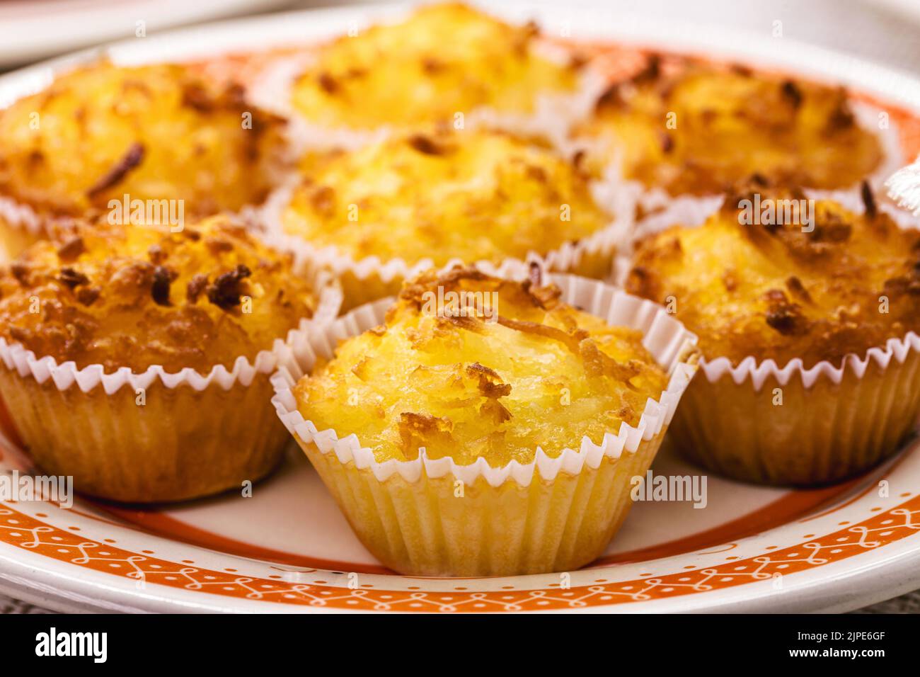 Queijadinha or queijada, sweet baked dessert from a traditional bakery ...