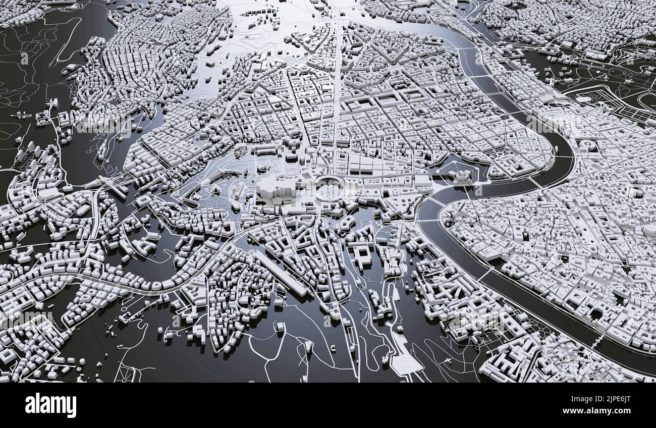 Rome, Italy city map aerial view. minimal design. 3D Rendering Stock ...