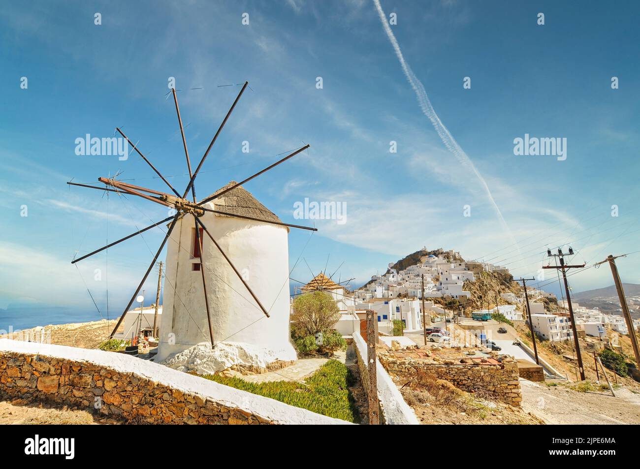 A Traditional, whitewashed decorative windmill in Chora village Serifos ...