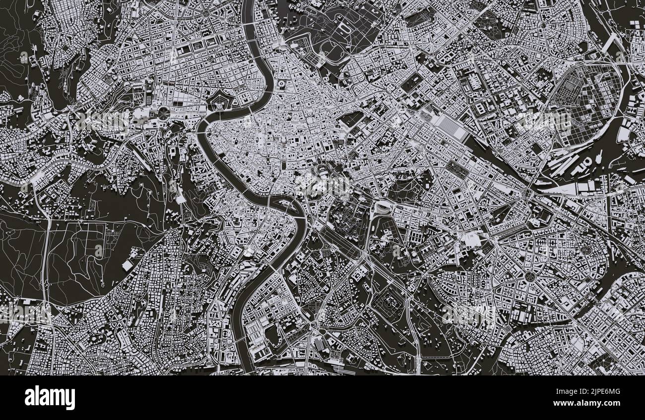 Rome, Italy city map aerial view. minimal design. 3D Rendering Stock ...