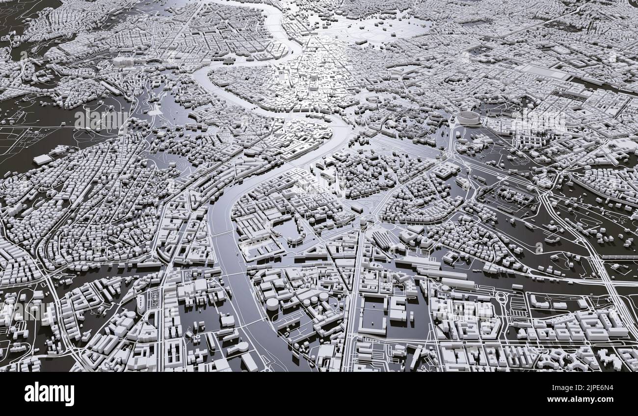 Rome, Italy city map aerial view. minimal design. 3D Rendering Stock ...