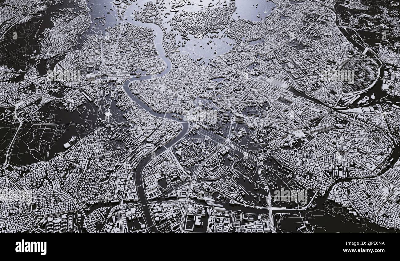 Rome, Italy city map aerial view. minimal design. 3D Rendering Stock ...