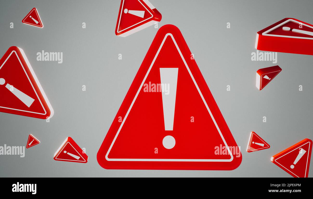 Warning signs in 3D with high quality on white background isolated ...