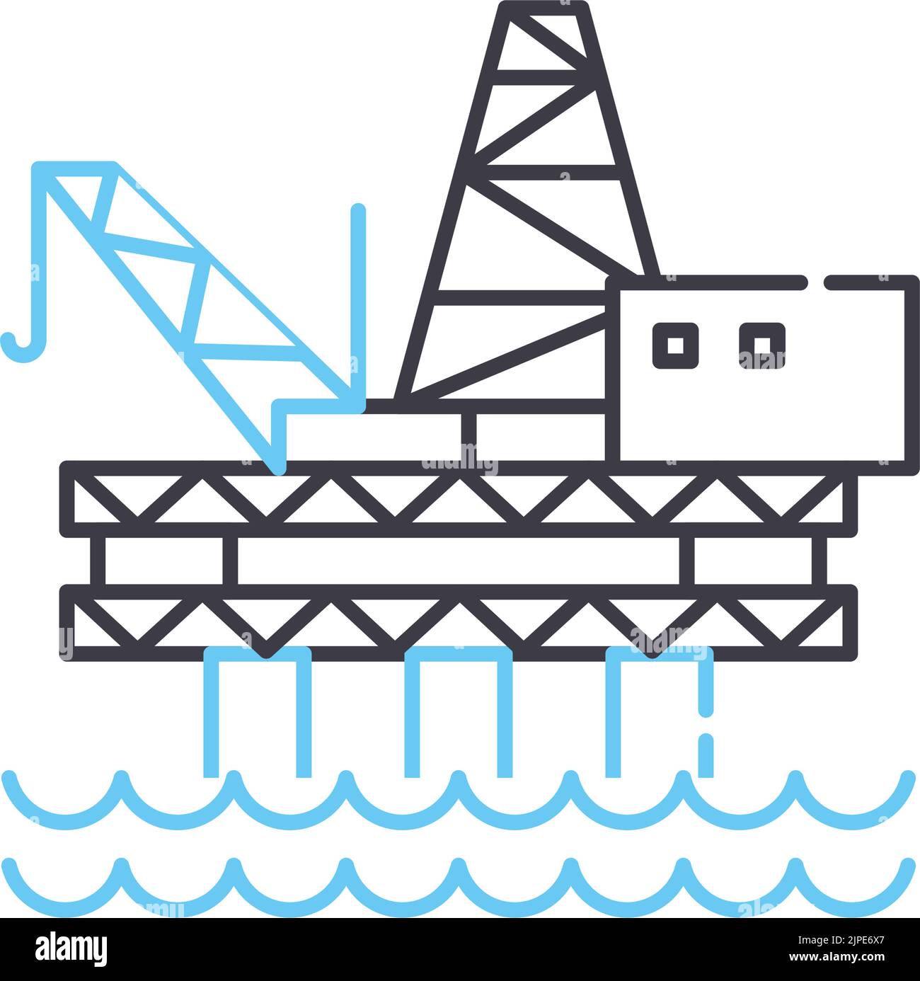 oil platform line icon, outline symbol, vector illustration, concept ...