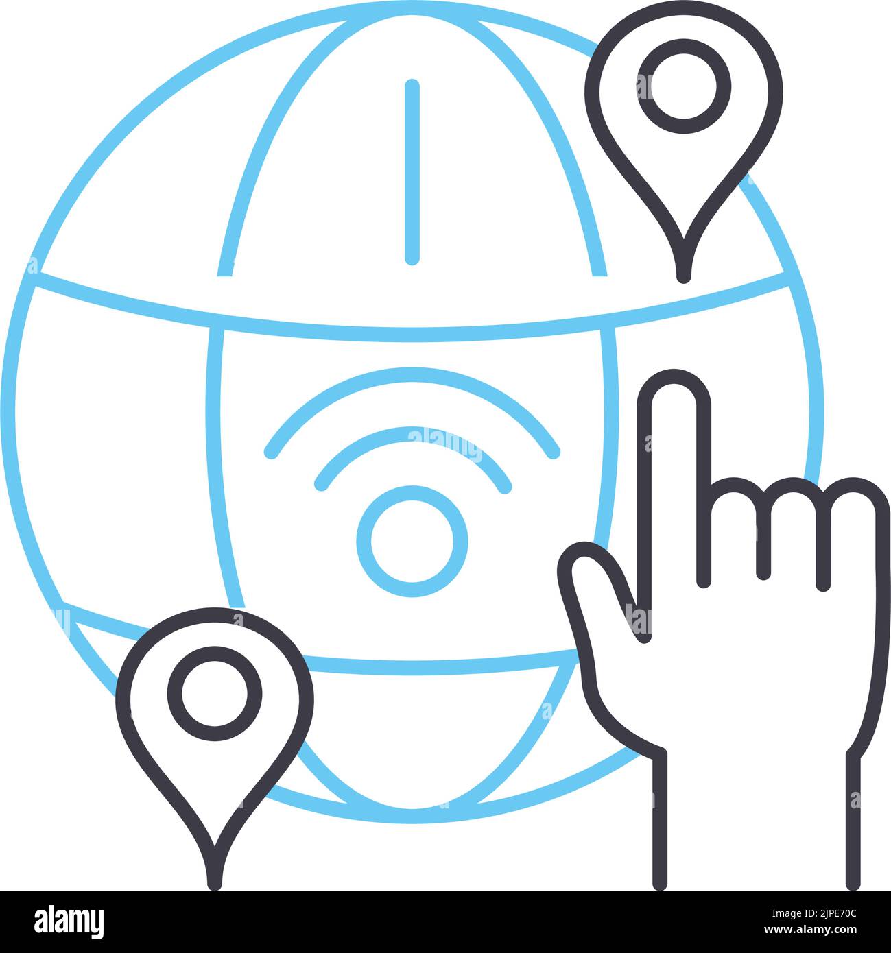 global service line icon, outline symbol, vector illustration, concept ...