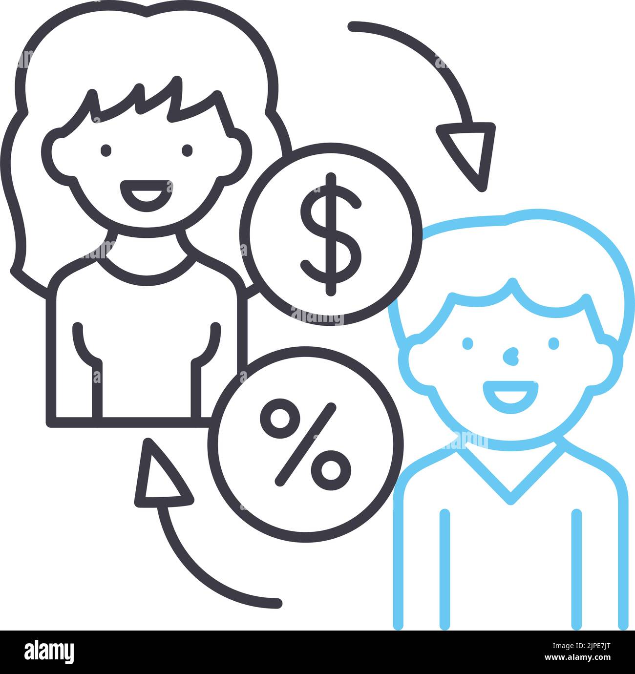 peer-to-peer landing line icon, outline symbol, vector illustration ...