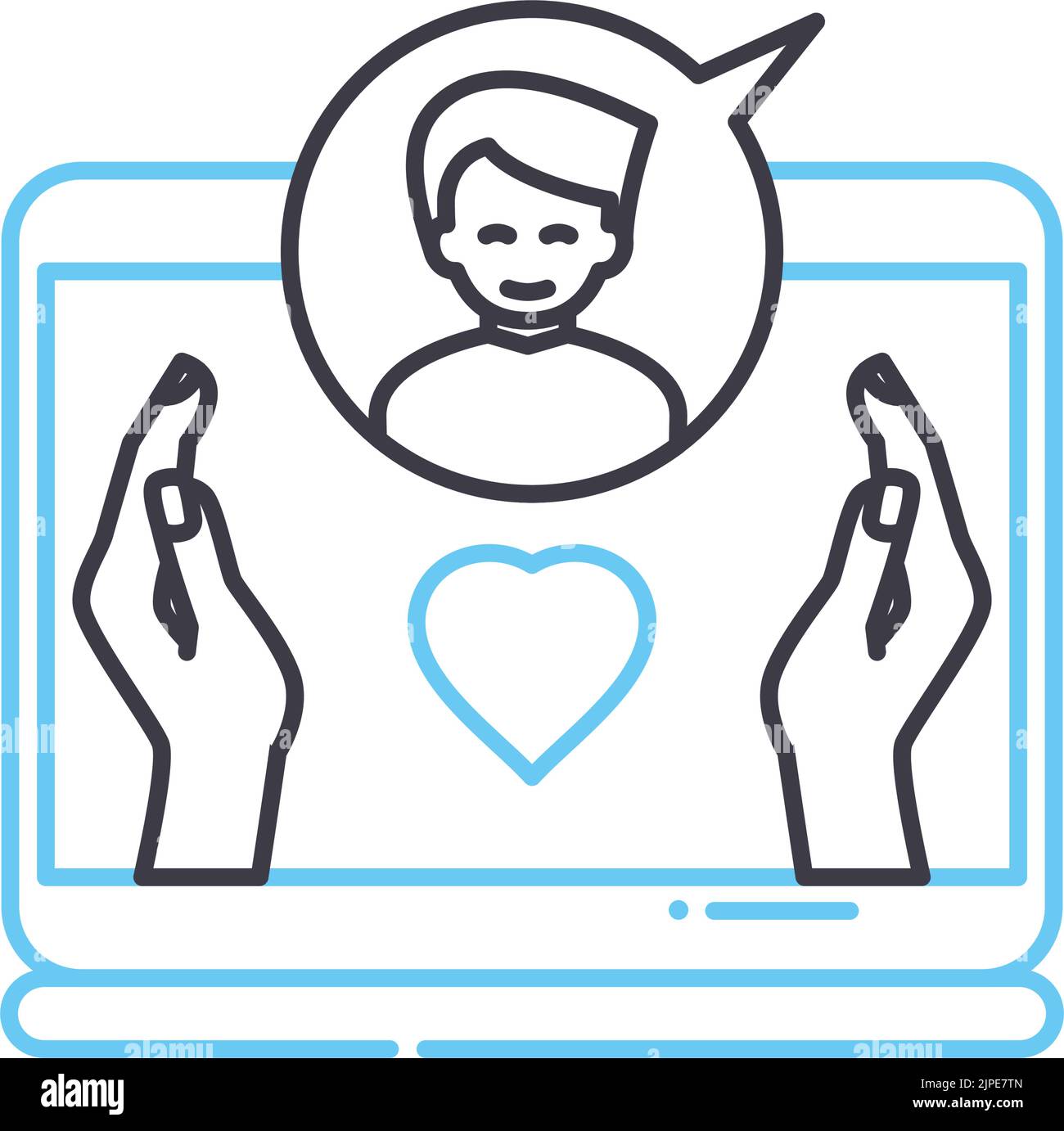 virtual care line icon, outline symbol, vector illustration, concept ...