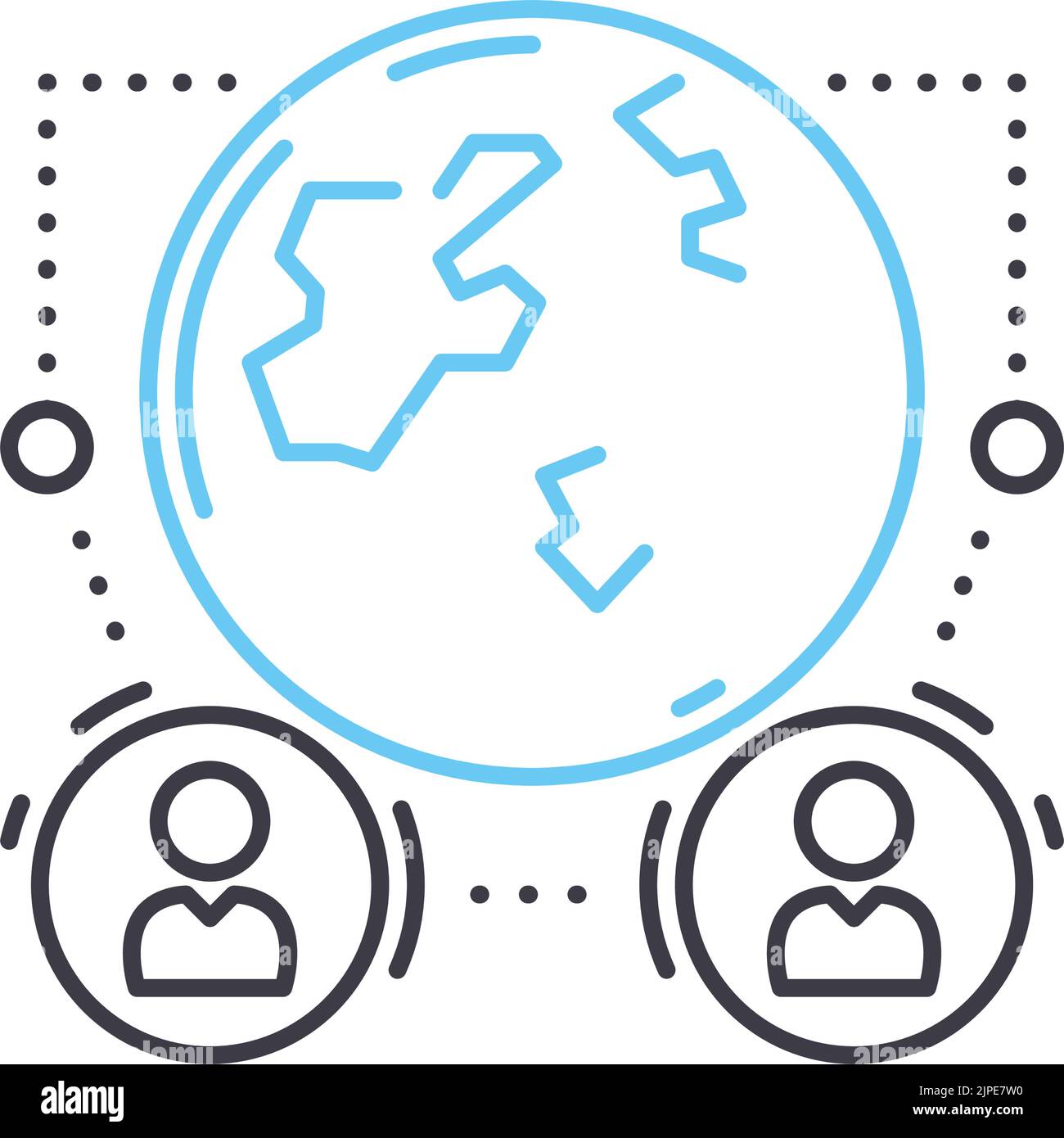 social network line icon, outline symbol, vector illustration, concept ...