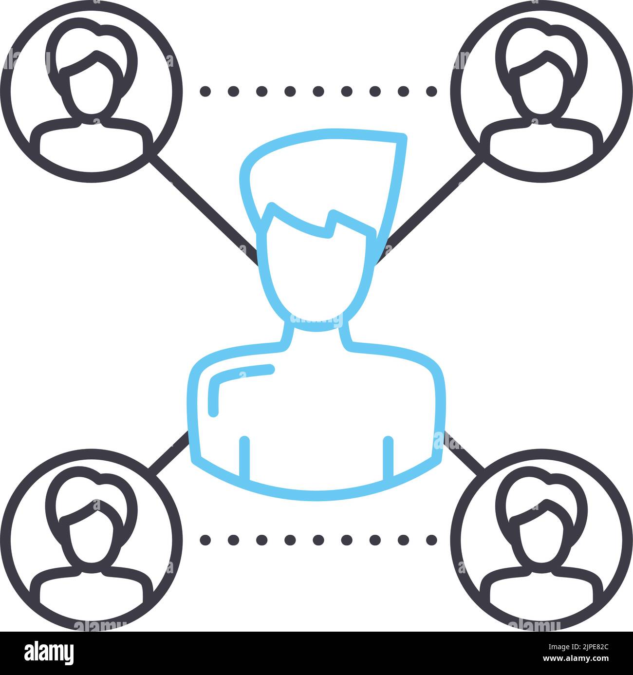 networking marketing line icon, outline symbol, vector illustration ...