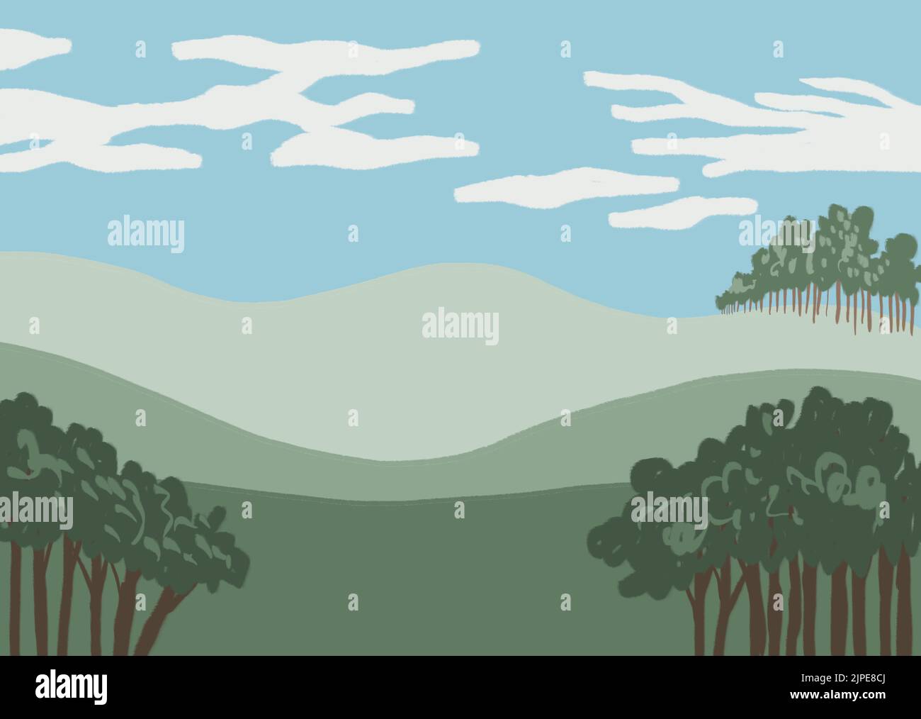 hand drawn landscape background Stock Photo - Alamy