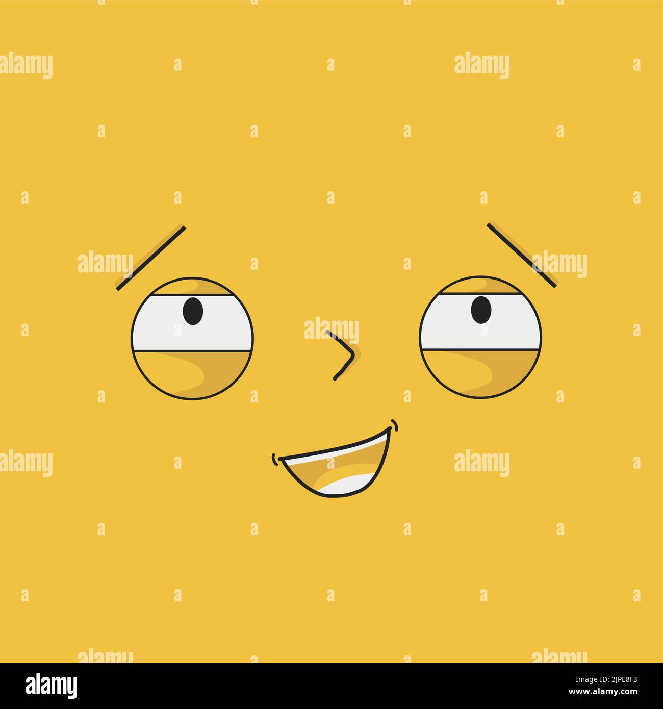 Pensive, sly face with expressive emotions - Vector illustration Stock ...