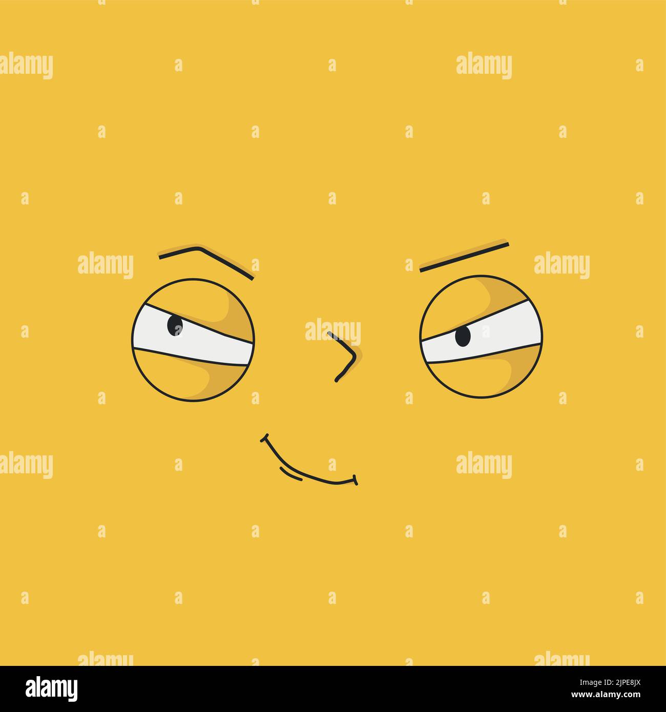 Pensive, sly face with expressive emotions - Vector illustration Stock ...