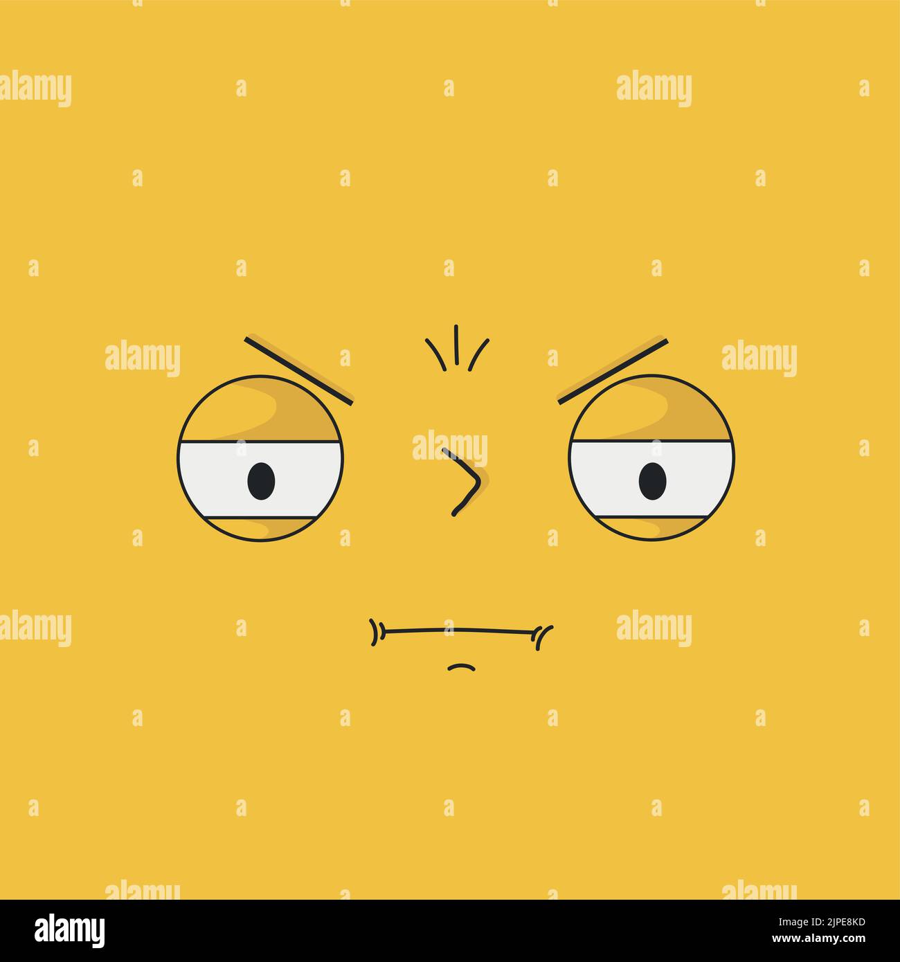 Angry, sullen face with expressive emotions - Vector illustration Stock ...