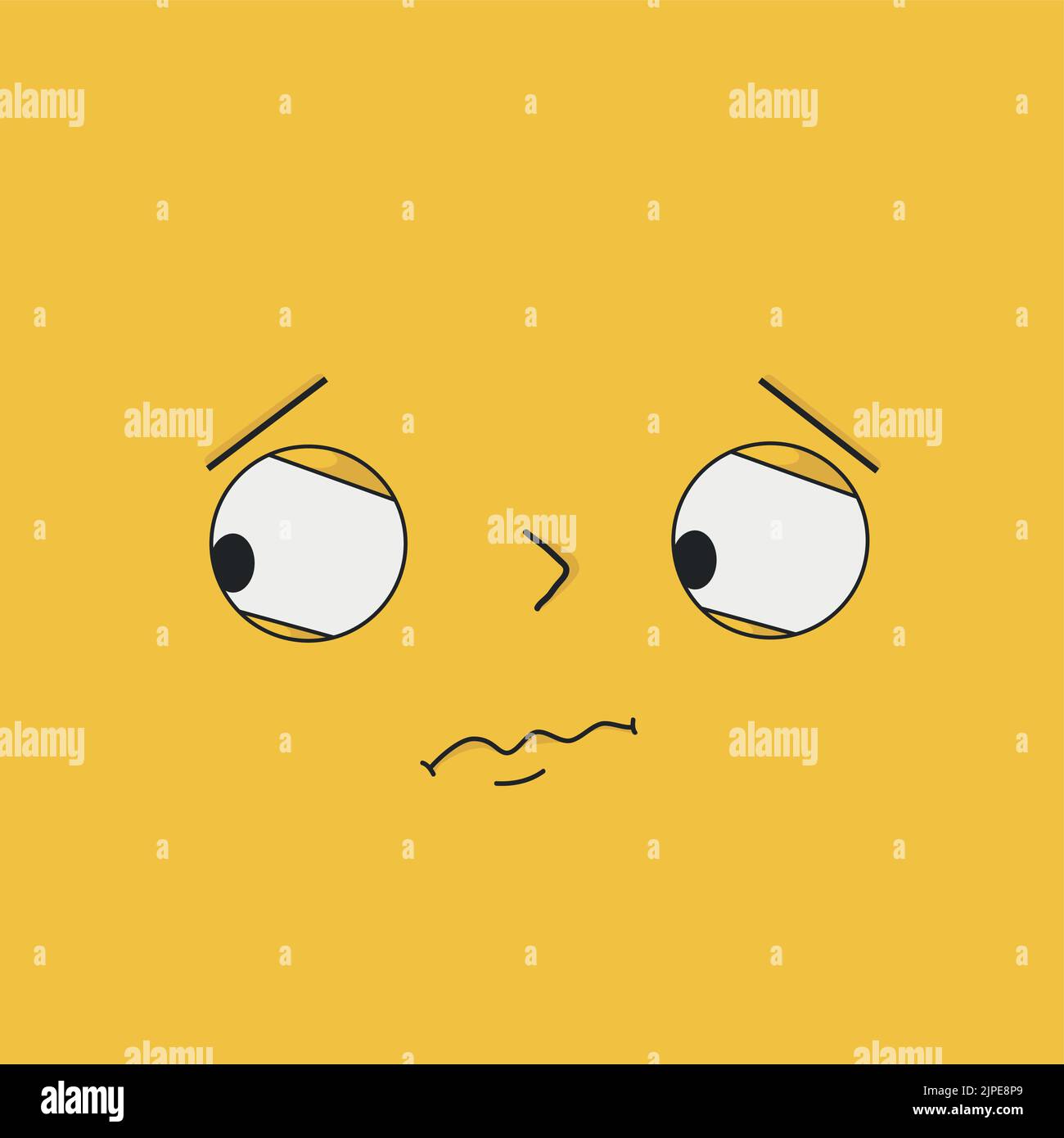 Confused, sad face with expressive emotions - Vector illustration Stock ...