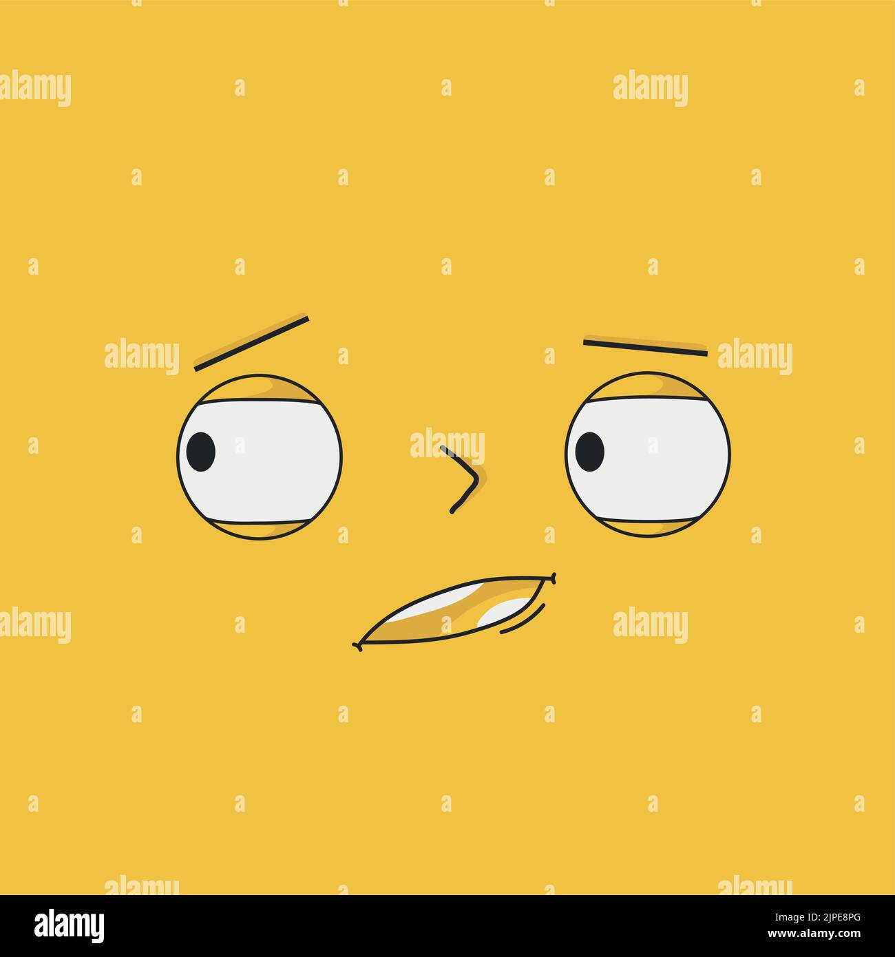 Confused, sad face with expressive emotions - Vector illustration Stock ...