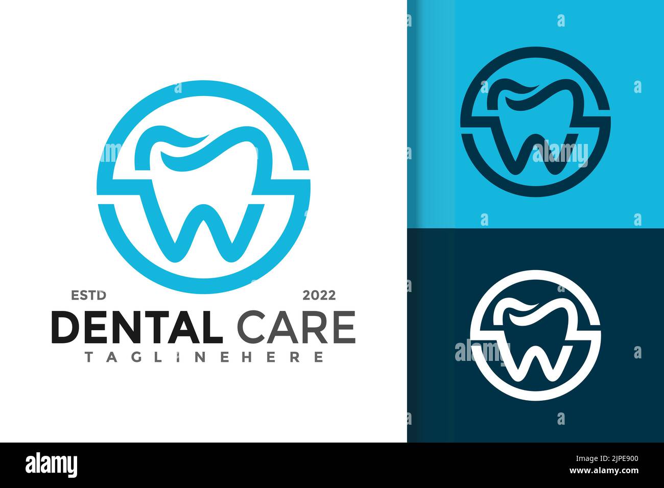 An editable dental company business card with tooth logo in blue and ...