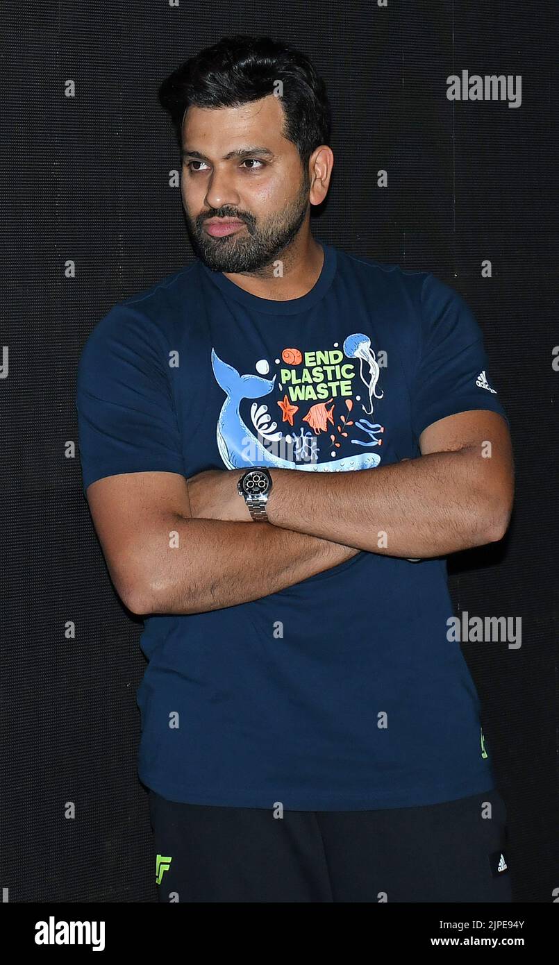 Indian cricket captain Rohit Sharma is seen during the launch of ...