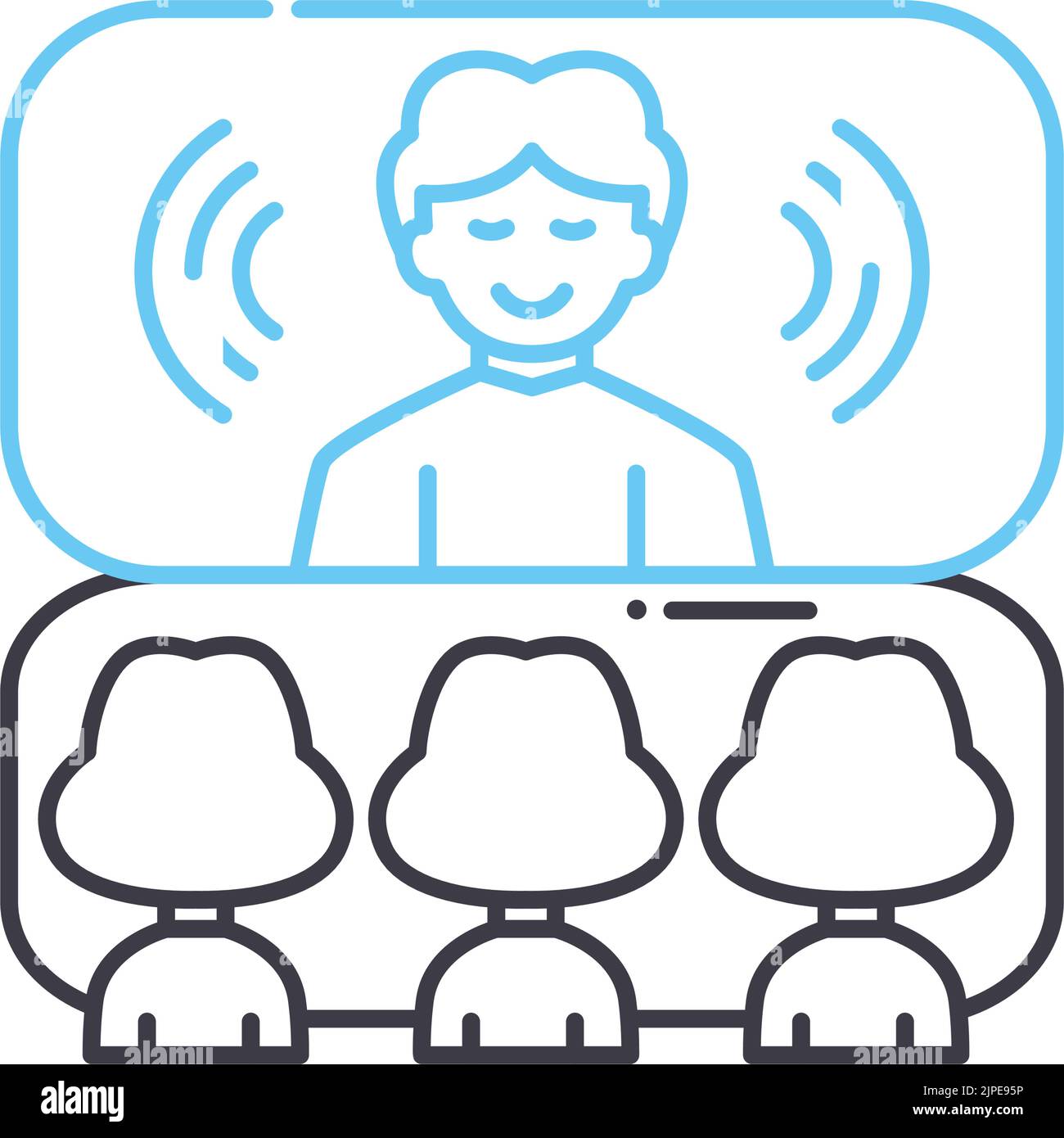 video conference line icon, outline symbol, vector illustration ...