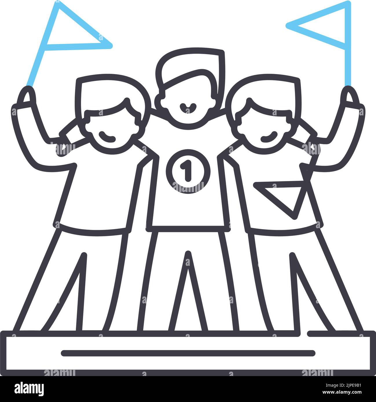 team spirit line icon, outline symbol, vector illustration, concept ...
