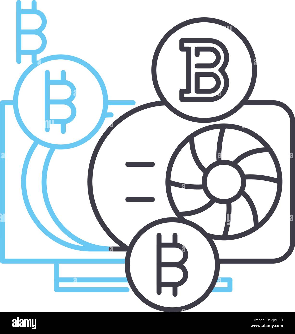 mining rig line icon, outline symbol, vector illustration, concept sign ...
