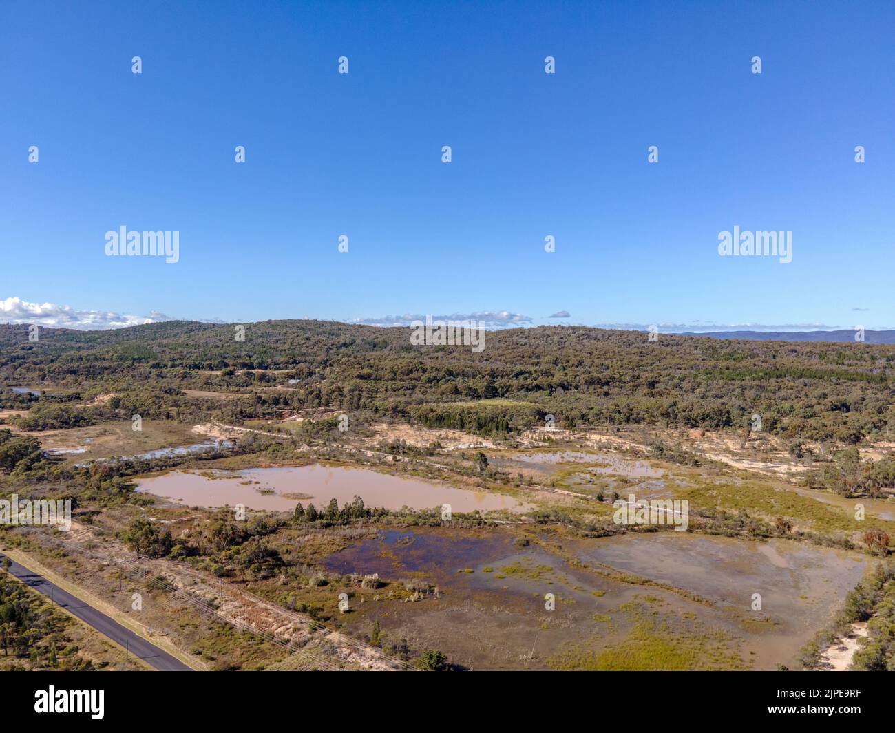 An aerial view of a part of Okavango Delta in forest background Stock ...