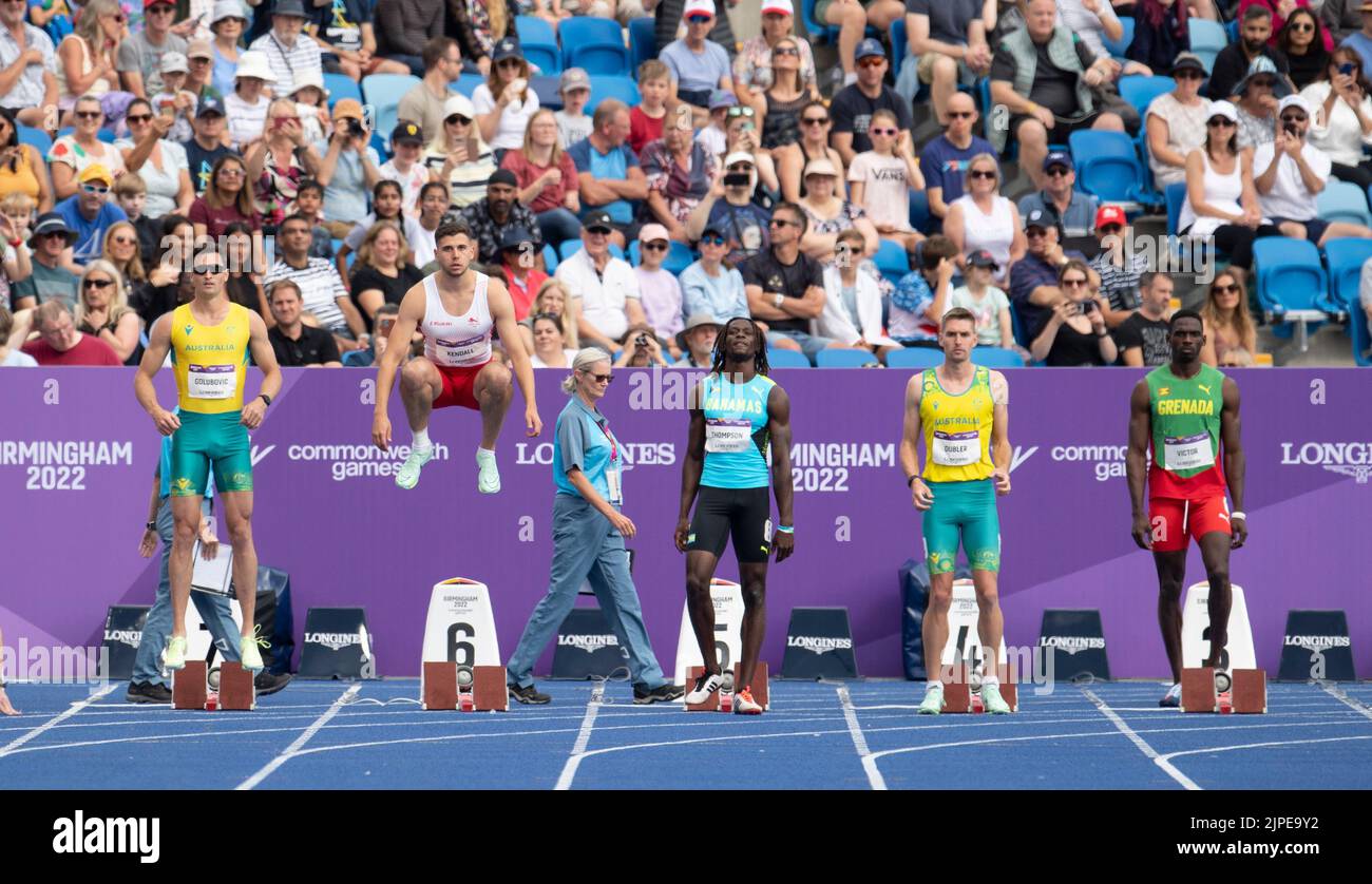 Harry Kendall of England competing in the men’s 100m decathlon at ...