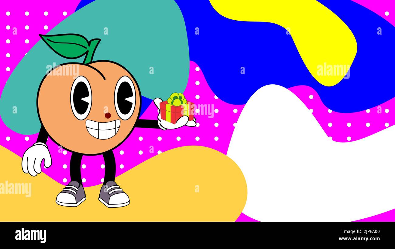 peach character retro cartoon style background in vector format Stock ...