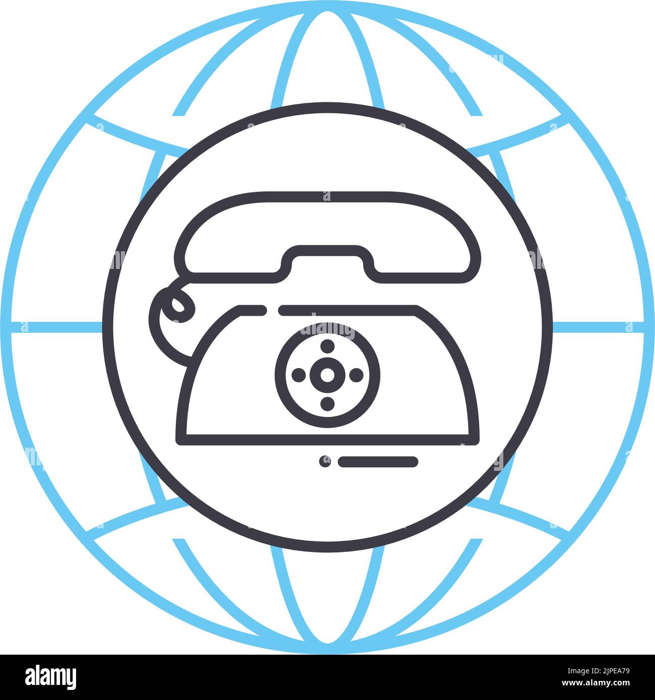 worldwide support line icon, outline symbol, vector illustration ...
