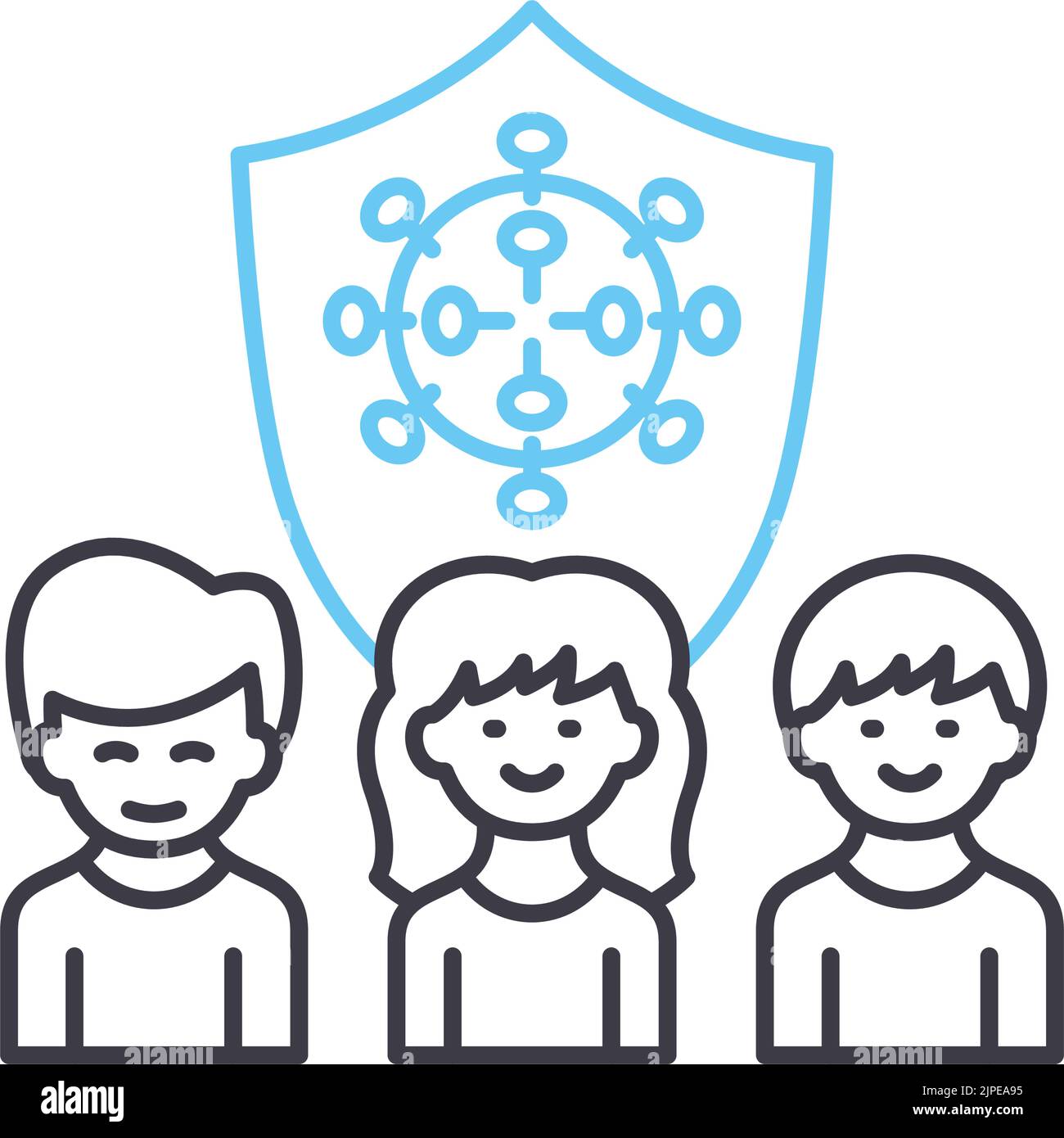 herd immunity line icon, outline symbol, vector illustration, concept ...