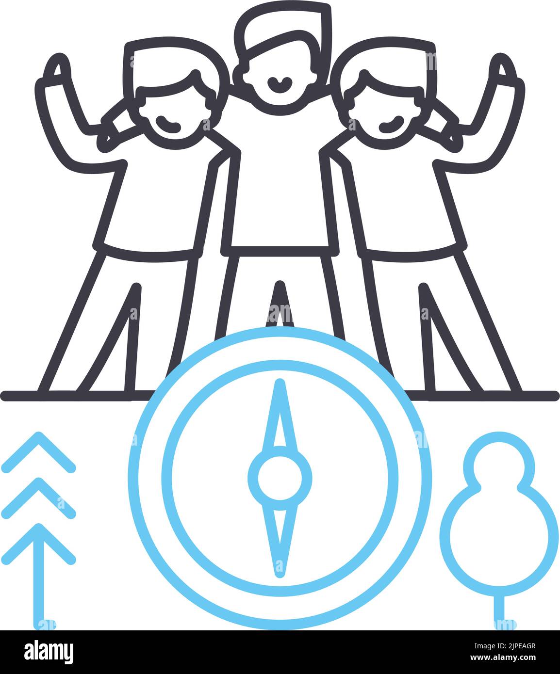orienteering line icon, outline symbol, vector illustration, concept ...