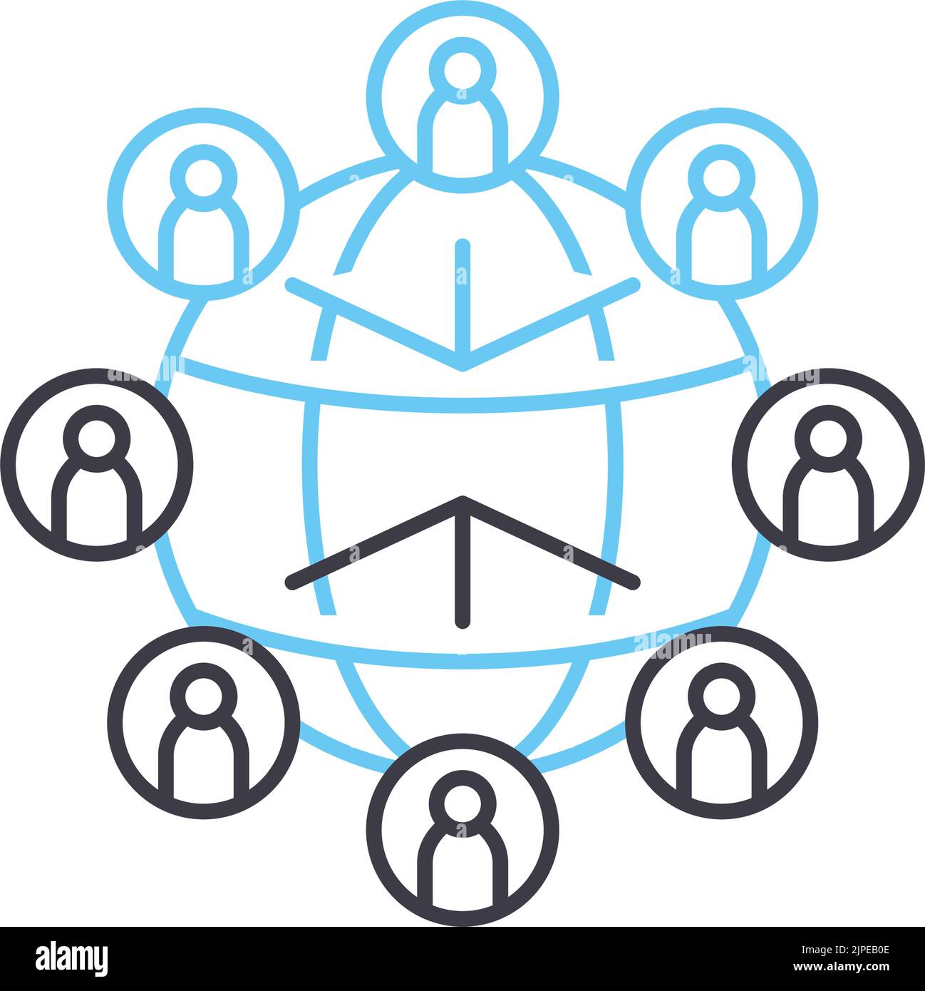 global organization line icon, outline symbol, vector illustration ...