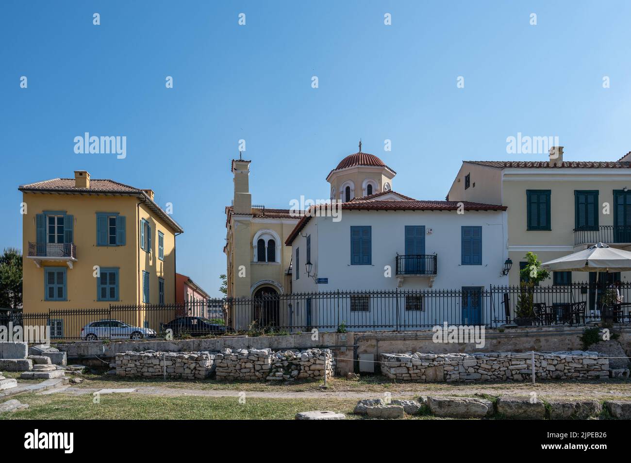 ATHENS, GREECE - MAY 14, 2022: Church of beautiful architecture with ...