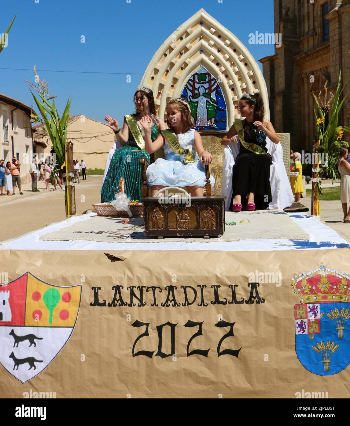 Village party queens on a float during the celebrations for the ...